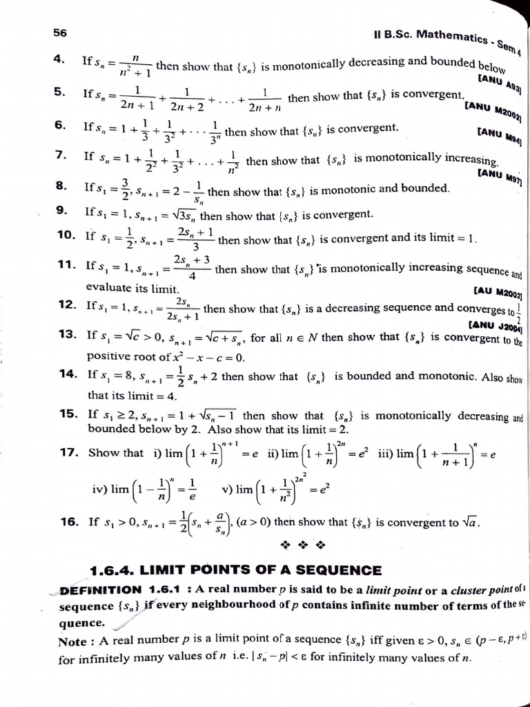 Limit Points of A Sequence | PDF | Limit (Mathematics) | Teaching Methods & Materials