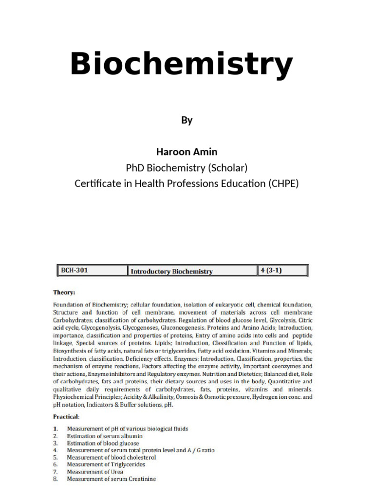 Lec.1.Foundations of Biochemistry | PDF