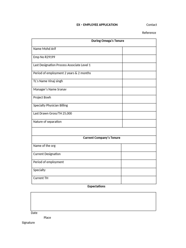 Ex Employee Form | PDF