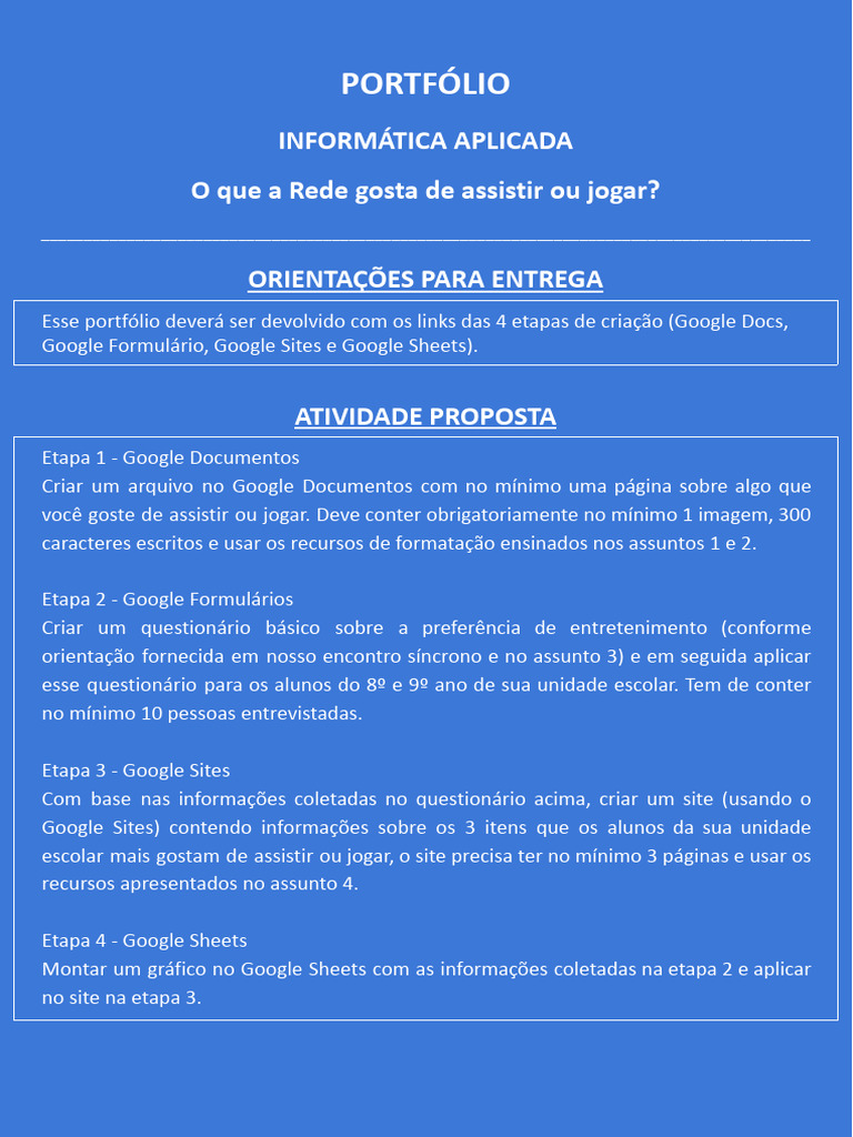 Portfólio - Informática Aplicada | PDF
