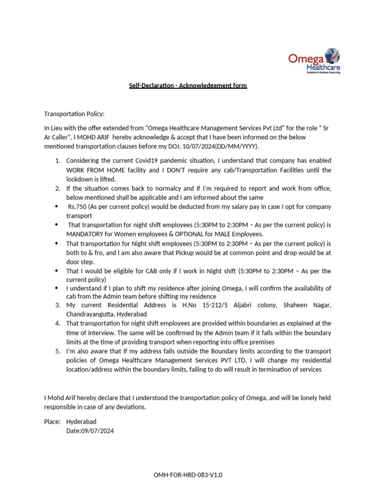 Transportation form | PDF