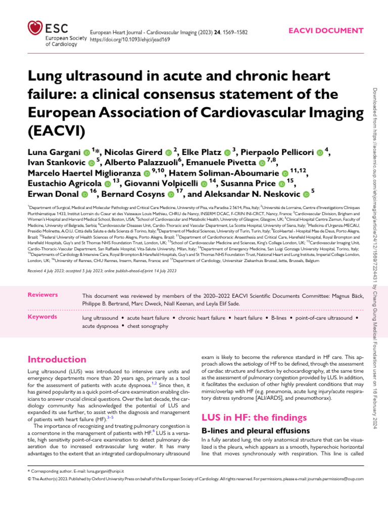 Lung Ultrasound in Acute and Chronic Heart Failure - A Clinical ...