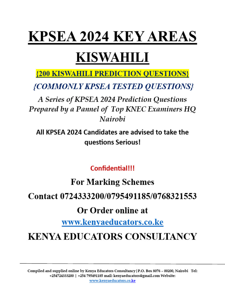 Kis 2024 Kpsea Commonly Tested Qns | PDF