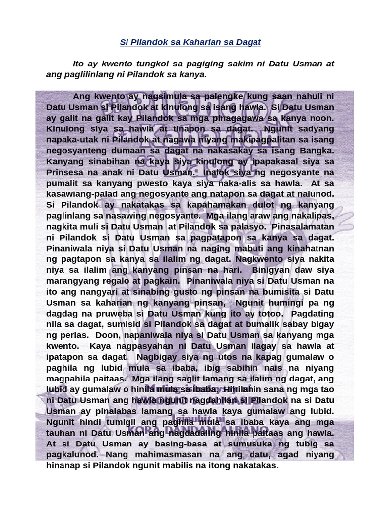 Ang Buod - Pilandok | PDF