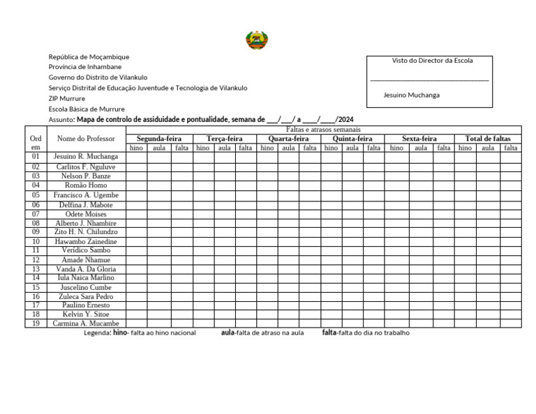 Mapa de Controlo de Assiduidade e Pontualidade de Professores | PDF