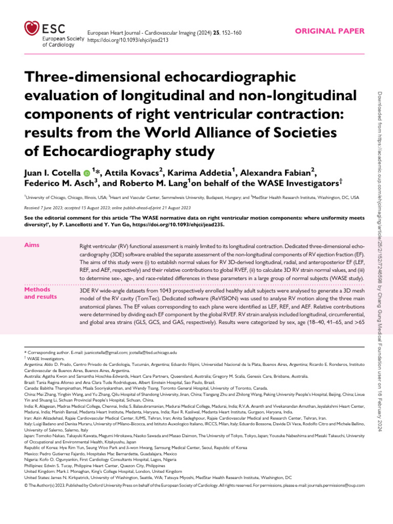 Three-Dimensional Echocardiographic Evaluation of Longitudinal and Non ...