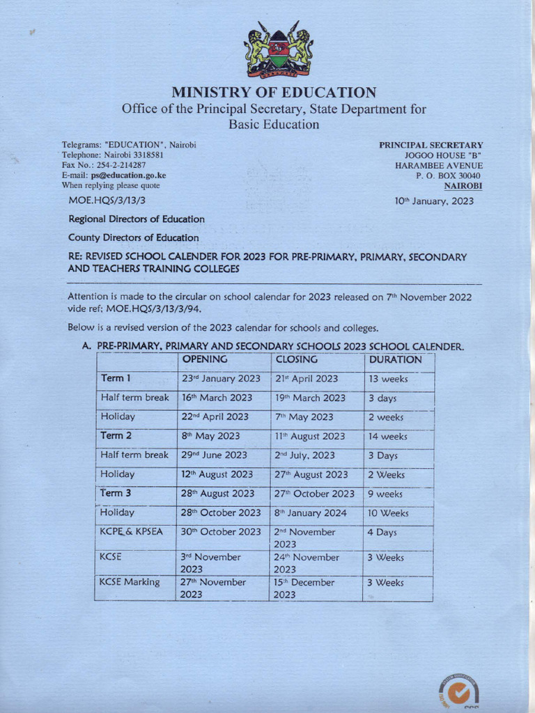 Revised Term Dates - 2023 | PDF
