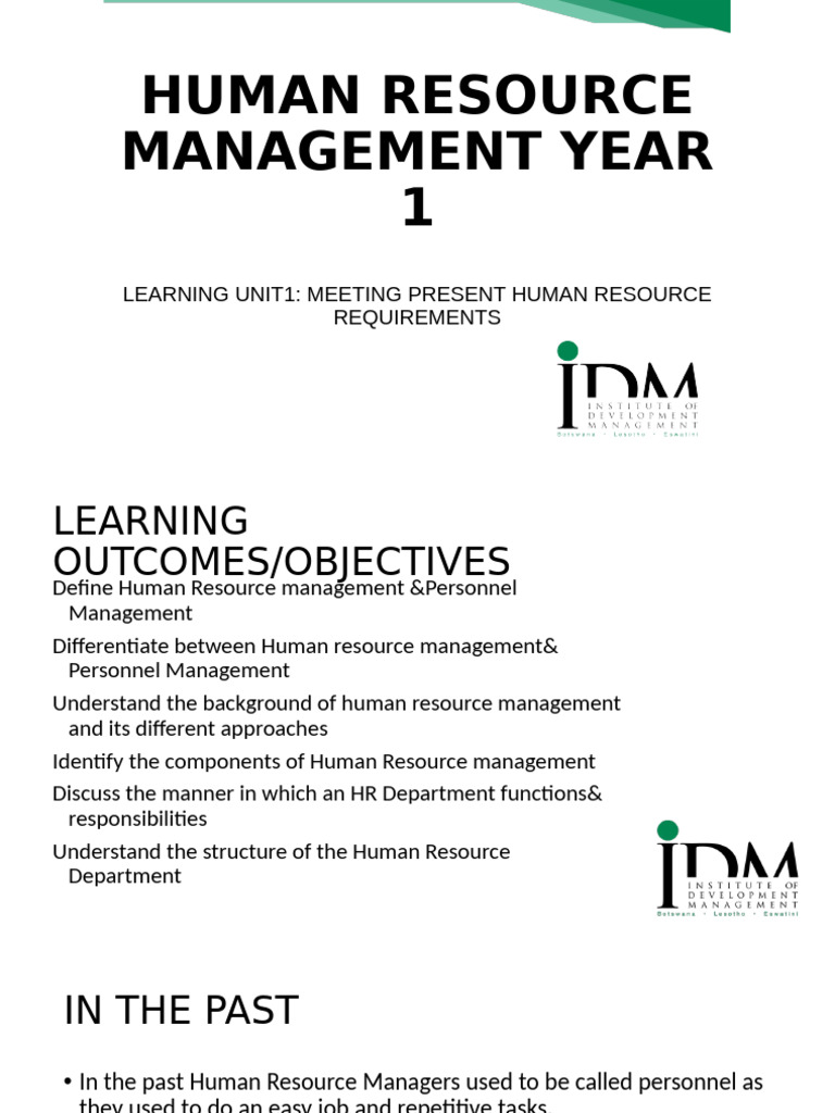 HR Learning Unit 1 | PDF