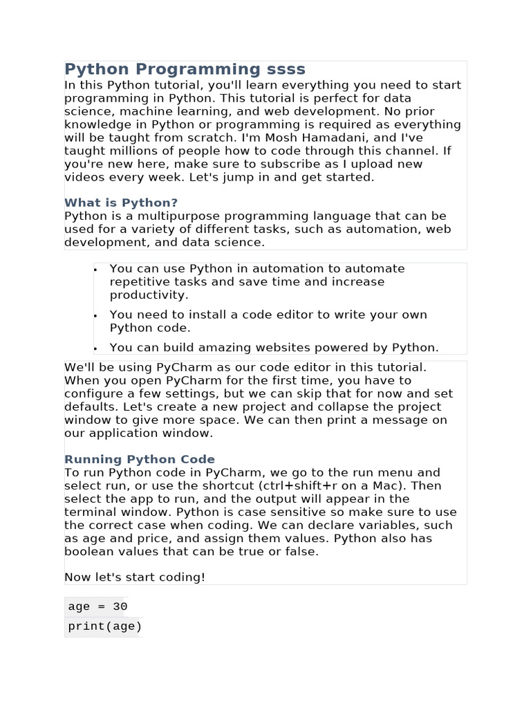 Python Programming Ssss | PDF