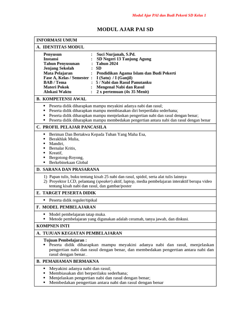 SUDAH BAB 5 - MA PAIBP Kls 1 | PDF