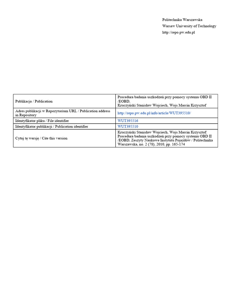 Procedura Badania Uszkodzen Przy Pomocy Systemu OBDII EOBD | PDF