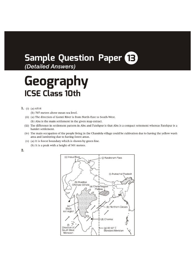 ICSE Geography 10th Sample Paper 13 | PDF