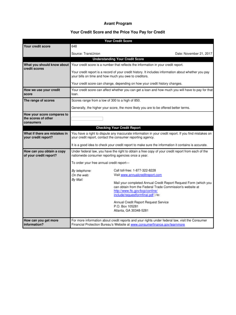 Credit Score Exception Disclosure | PDF