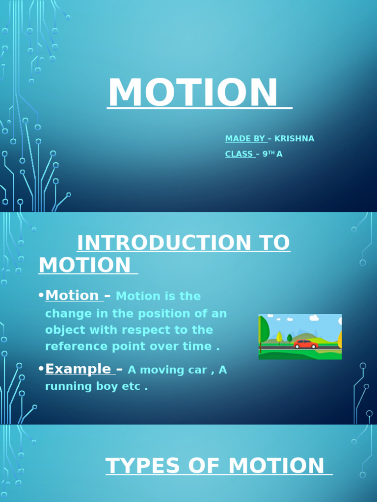 Motion Class 9th | PDF