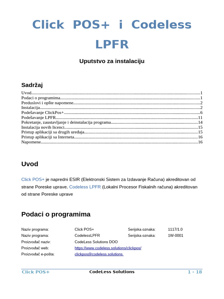 Click POS Uputstvo Za Instalaciju | PDF