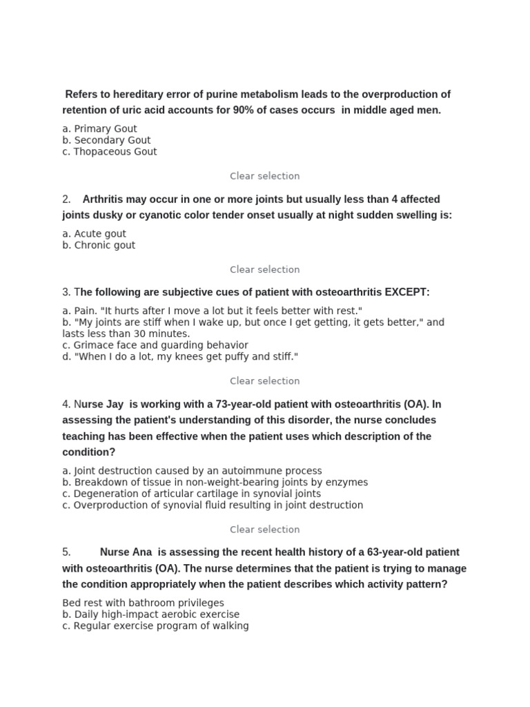 Gout Quiz | PDF
