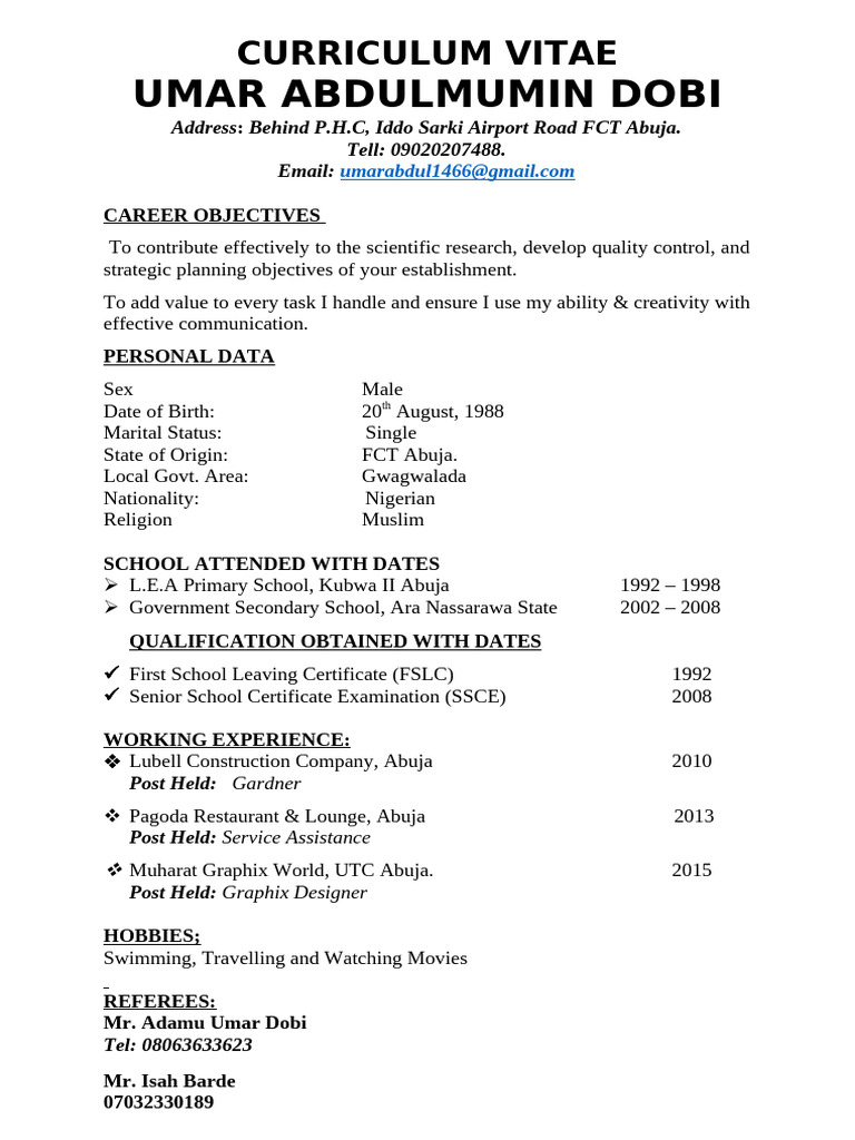 Umar CV | PDF