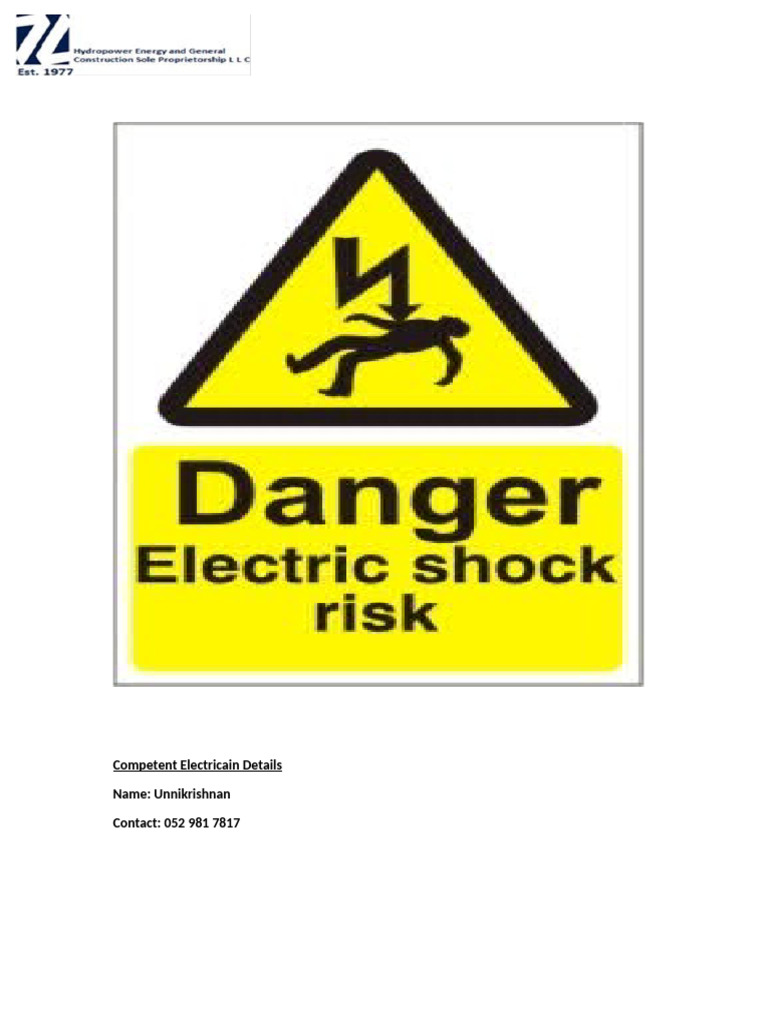 Electrical Shock Hazard - Sign | PDF