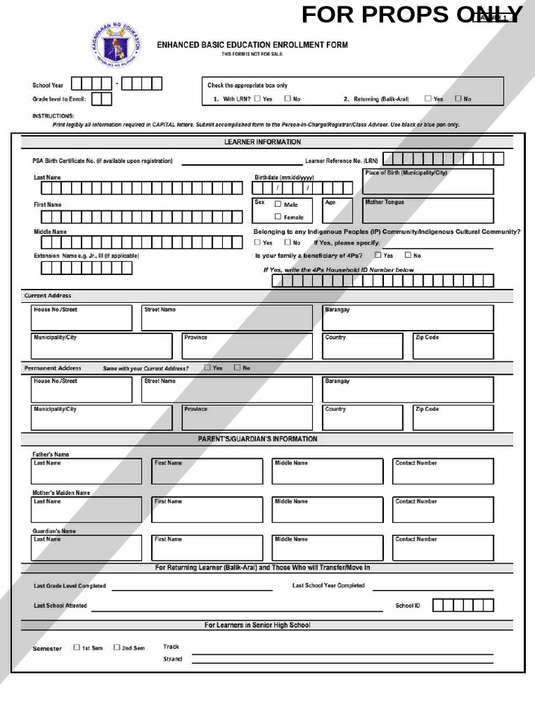 Enrolment Form Props | PDF