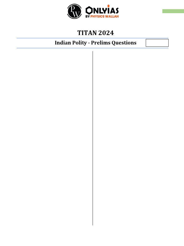 Polity 12 DPP Titan (UPSC 2024) | PDF