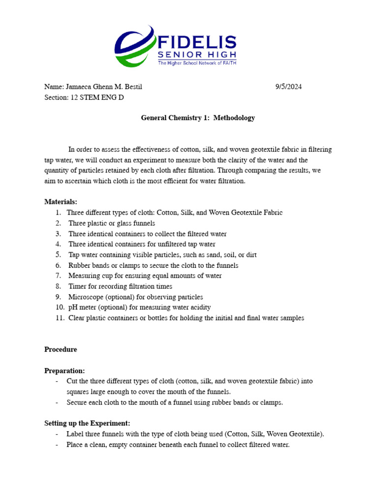 GEN-CHEM 1 Methodlogy | PDF