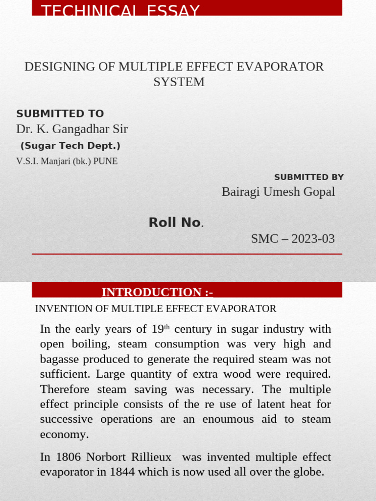 Tech - Eassy Evaporator | PDF