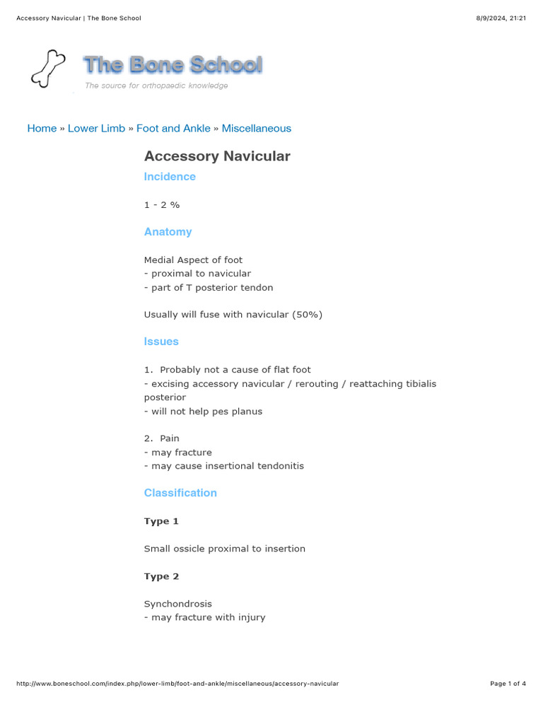 Accessory Navicular Overview and Management | PDF | Foot | Limbs (Anatomy)