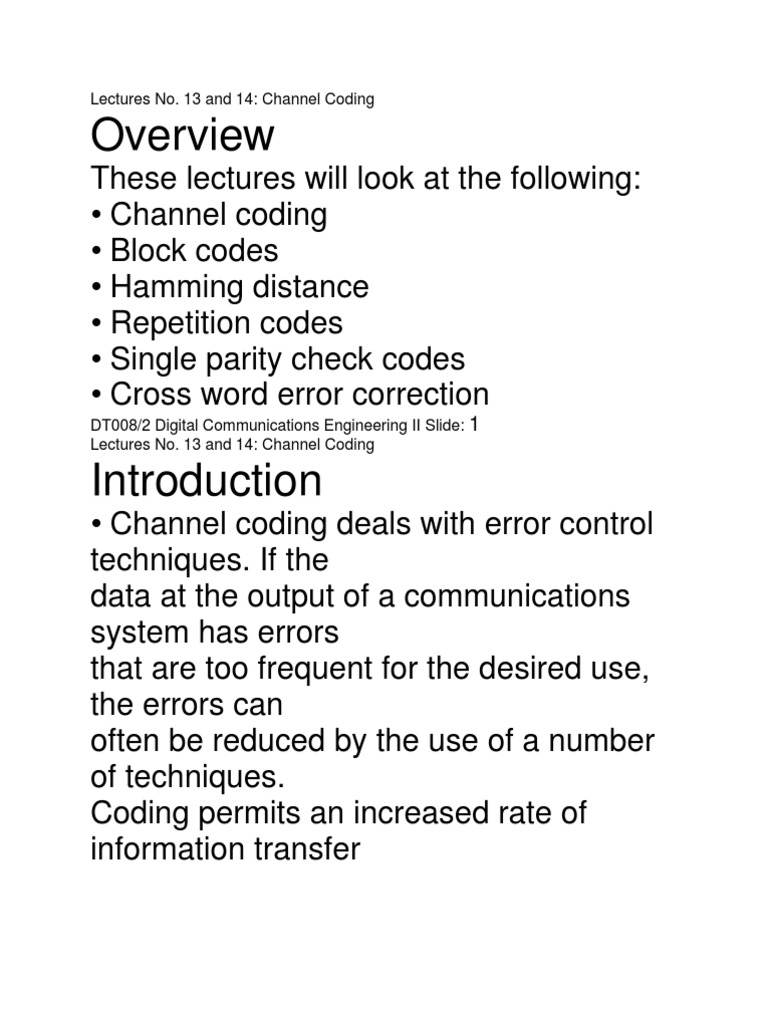 Channel Coding | PDF | Forward Error Correction | Error Detection And ...