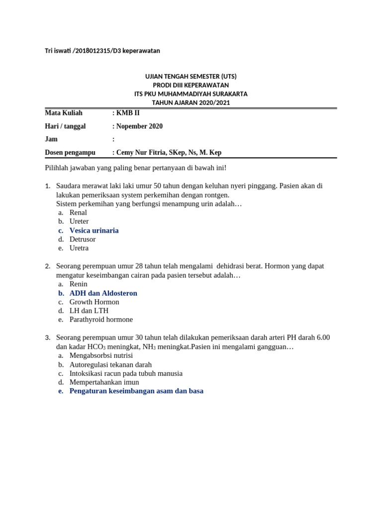 Soal Uts KMB 2 2020 Its-1 | PDF