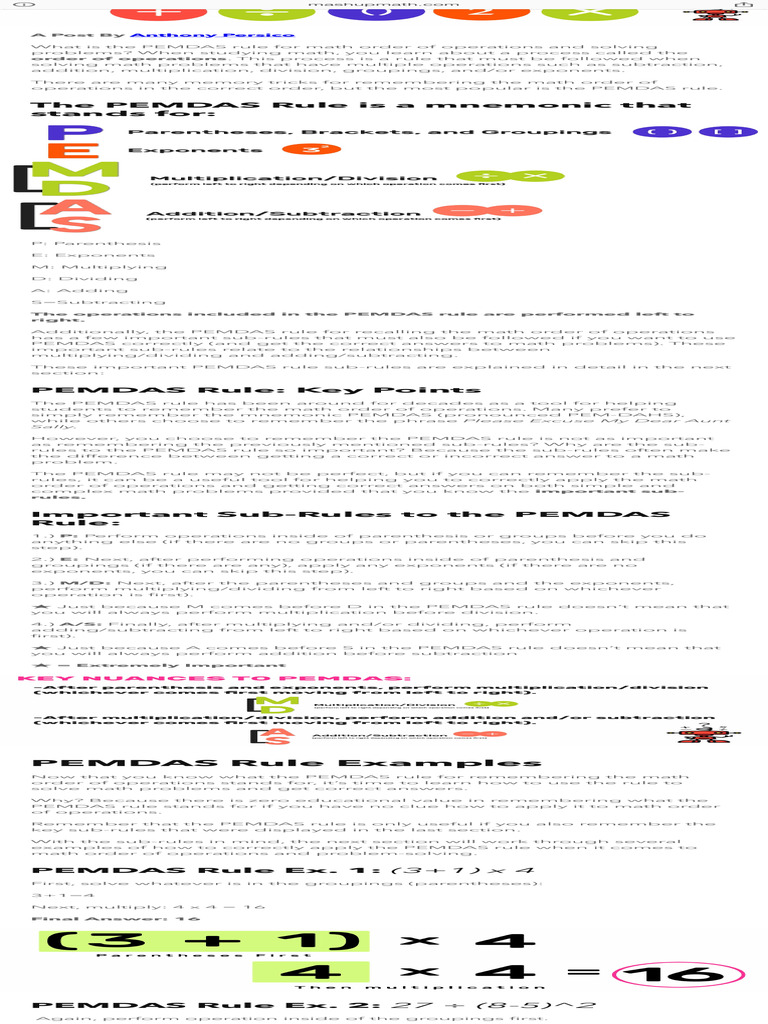 The PEMDAS Rule Explained! (Examples Included) | PDF