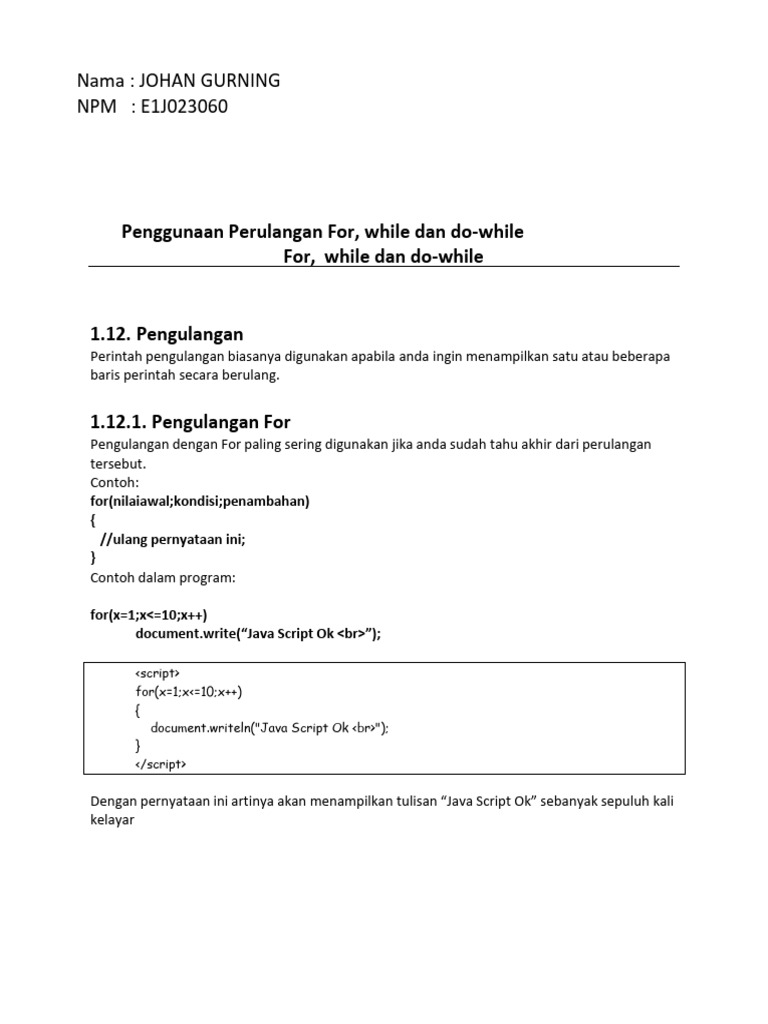 For While Do While | PDF