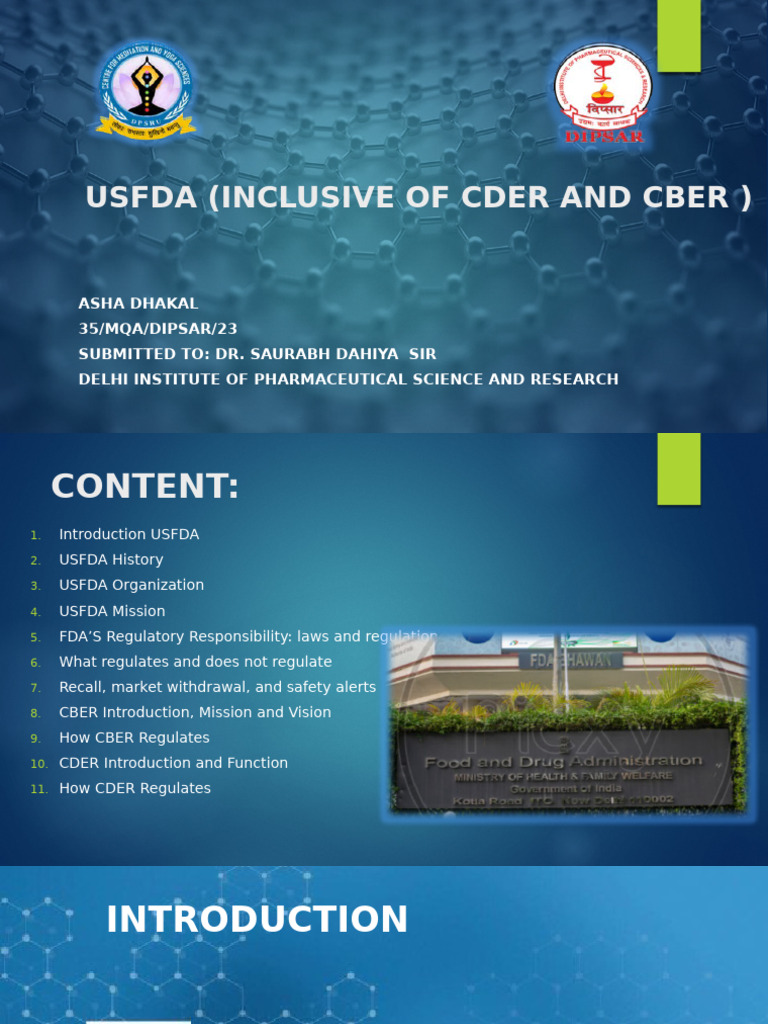Usfda (Inclusive of Cder and Cber) - 1 | PDF