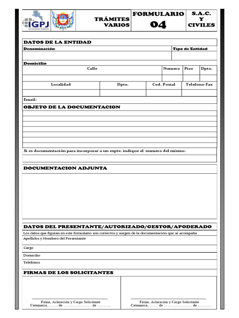 FORMULARIO 04 - Tramites Varios | PDF