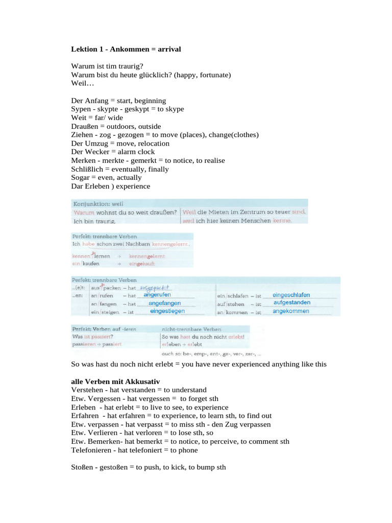 Lektion 1 A1.2 - Deutschkurs | PDF