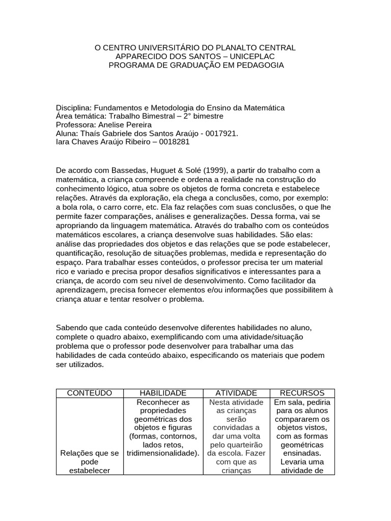 Trabalho 2° Bimestre | PDF