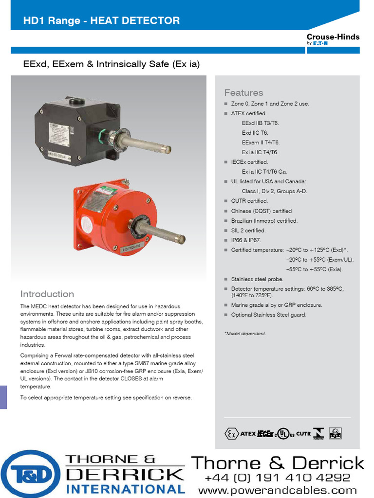 MEDC HD1 Heat Detector Specifications | PDF