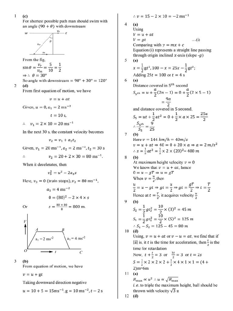 3 Motion in A Straight Line Explanations PDF | PDF