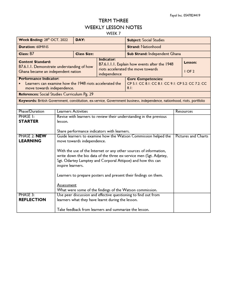 Basic 7 Term 3 Week 7 Social Studies | PDF