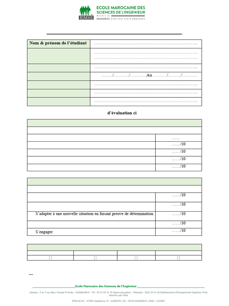 Fiche D'appréciation PFE-GC | PDF
