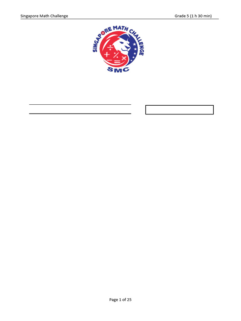 2023 Singapore Math Challenge Grade 5 | PDF