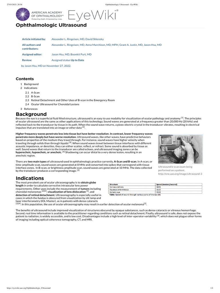 Ophthalmologic Ultrasound | PDF