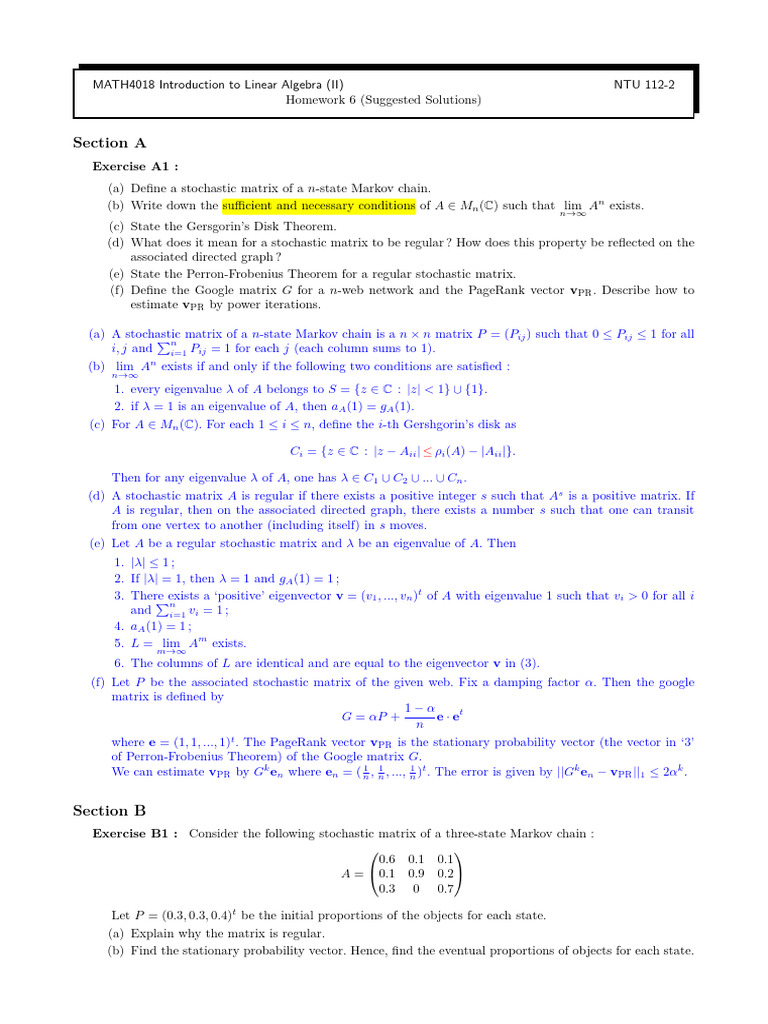 LA2 HW6 Solution | PDF