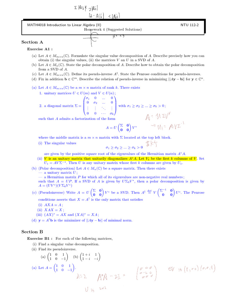 LA2 HW4 Solution | PDF
