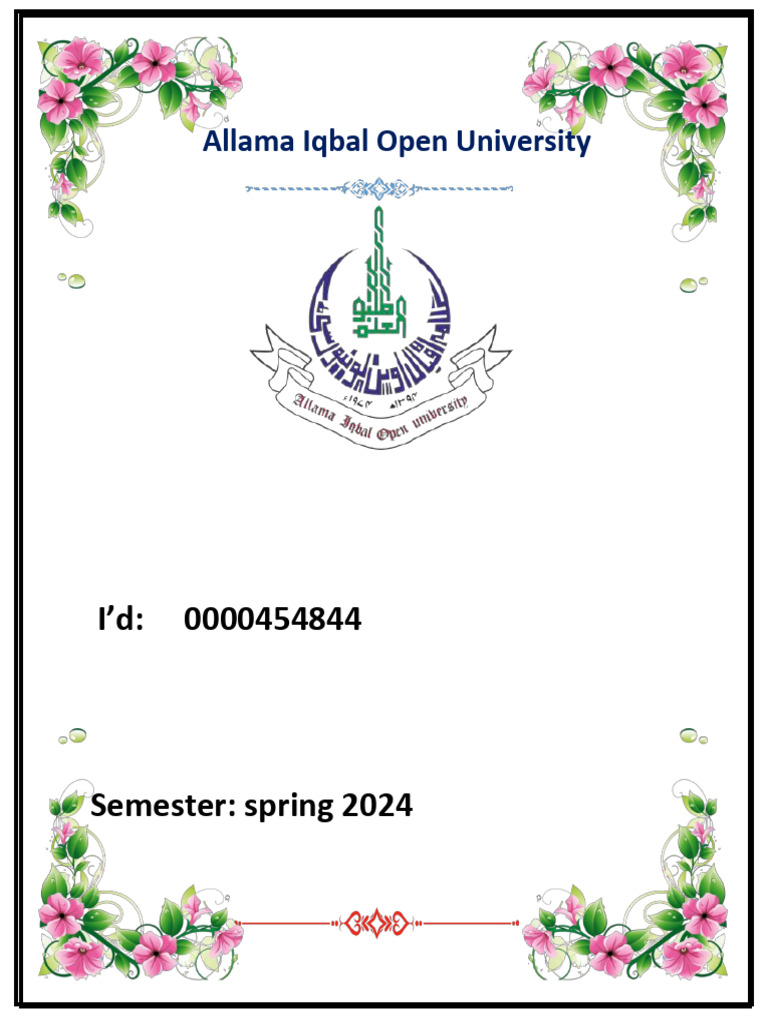 Allama Iqbal Open University: Course Code: (8610-1) | PDF