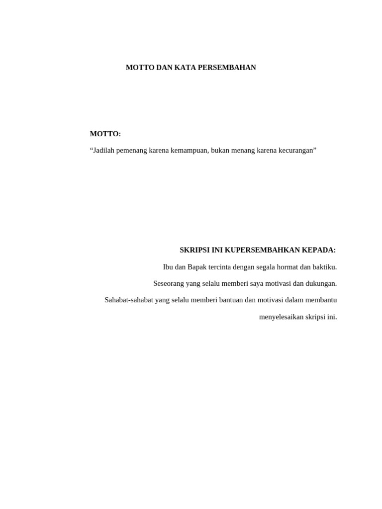 MOTTO DAN KATA PERSEMBAHAN | PDF