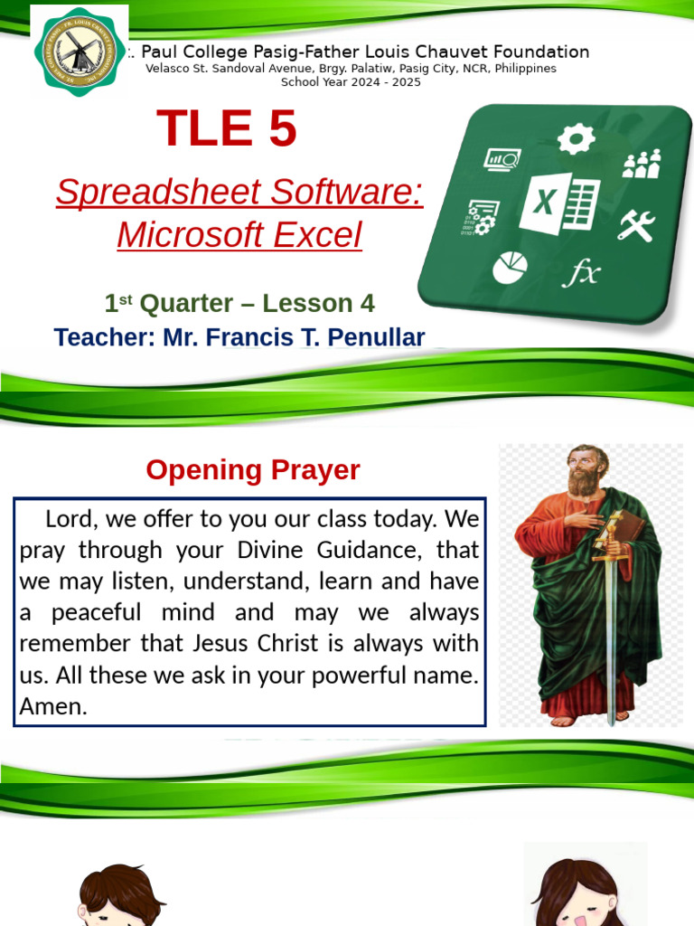 1st Quarter-TLE 5-Lesson 4 - Spreadsheet Software-Microsoft Excel | PDF ...