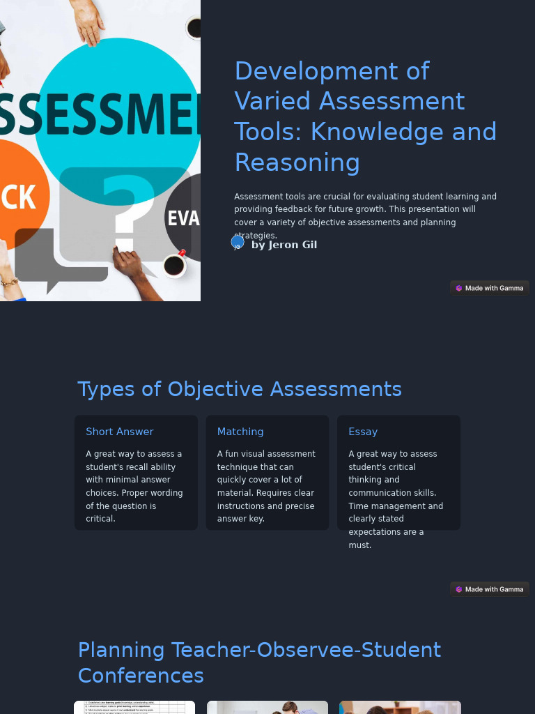 Development of Varied Assessment Tools Knowledge and Reasoning | PDF