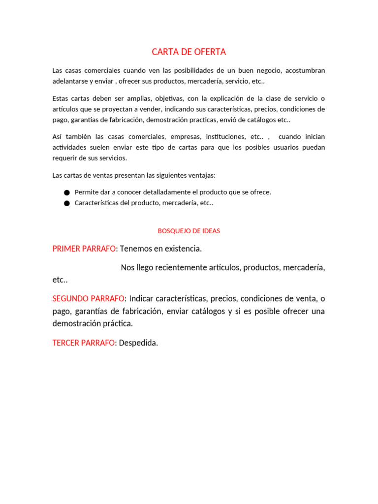 Carta de Oferta | PDF