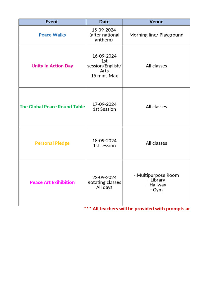 Peace Week Events | PDF