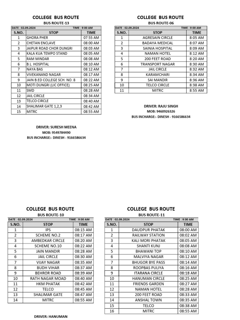 Bus Route New (02-09-2024) | PDF